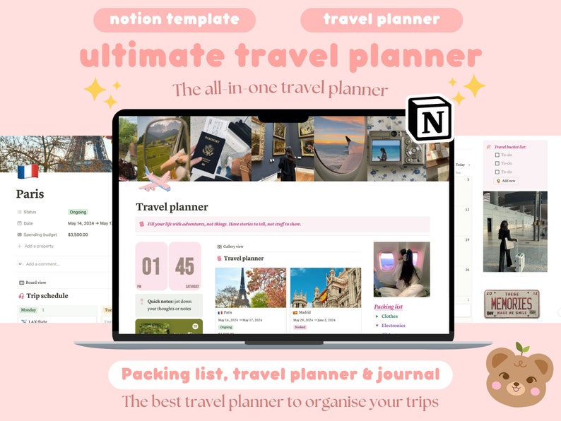 Notion Travel Planner | Notion Travel Template | Trip Planner Template | Vacation Planner ...