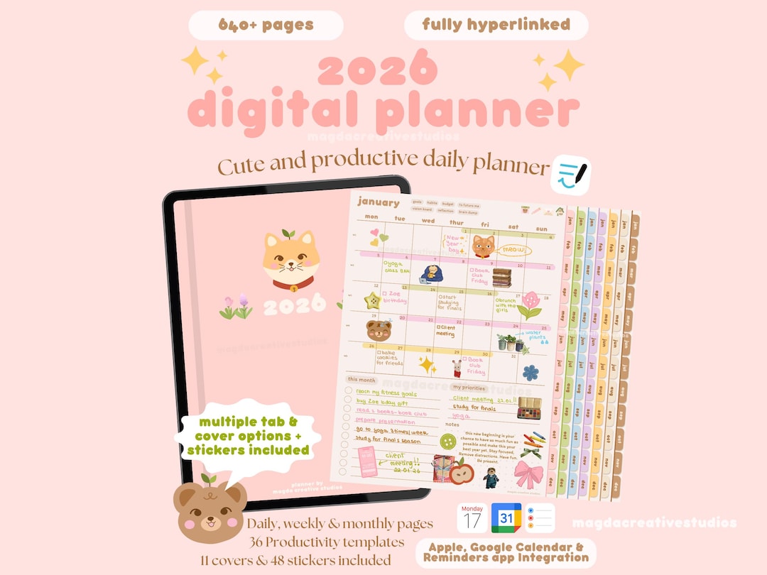 2026 Digital Planner: Portrait iPad Planner, Monthly, Weekly, Daily ...