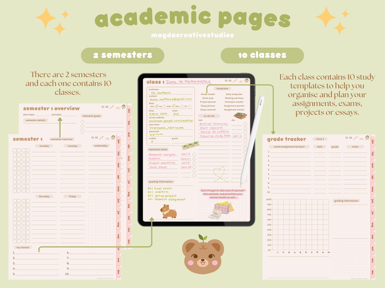 2025 Digital Student Planner | Academic Planner | College Planner ...
