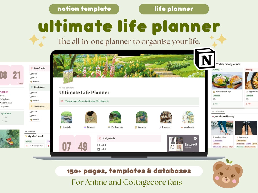 All in One Notion Template | Aesthetic Ultimate Life Planner | Cute Notion Extended Life Planner ...