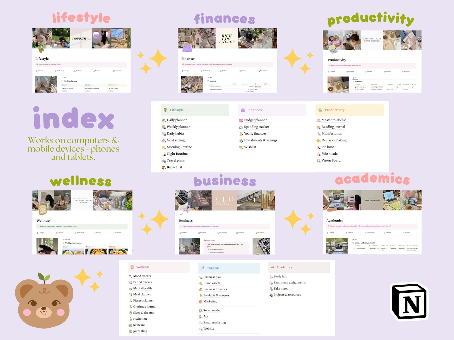 That Girl All in One Notion Template | Aesthetic Ultimate Life Planner ...