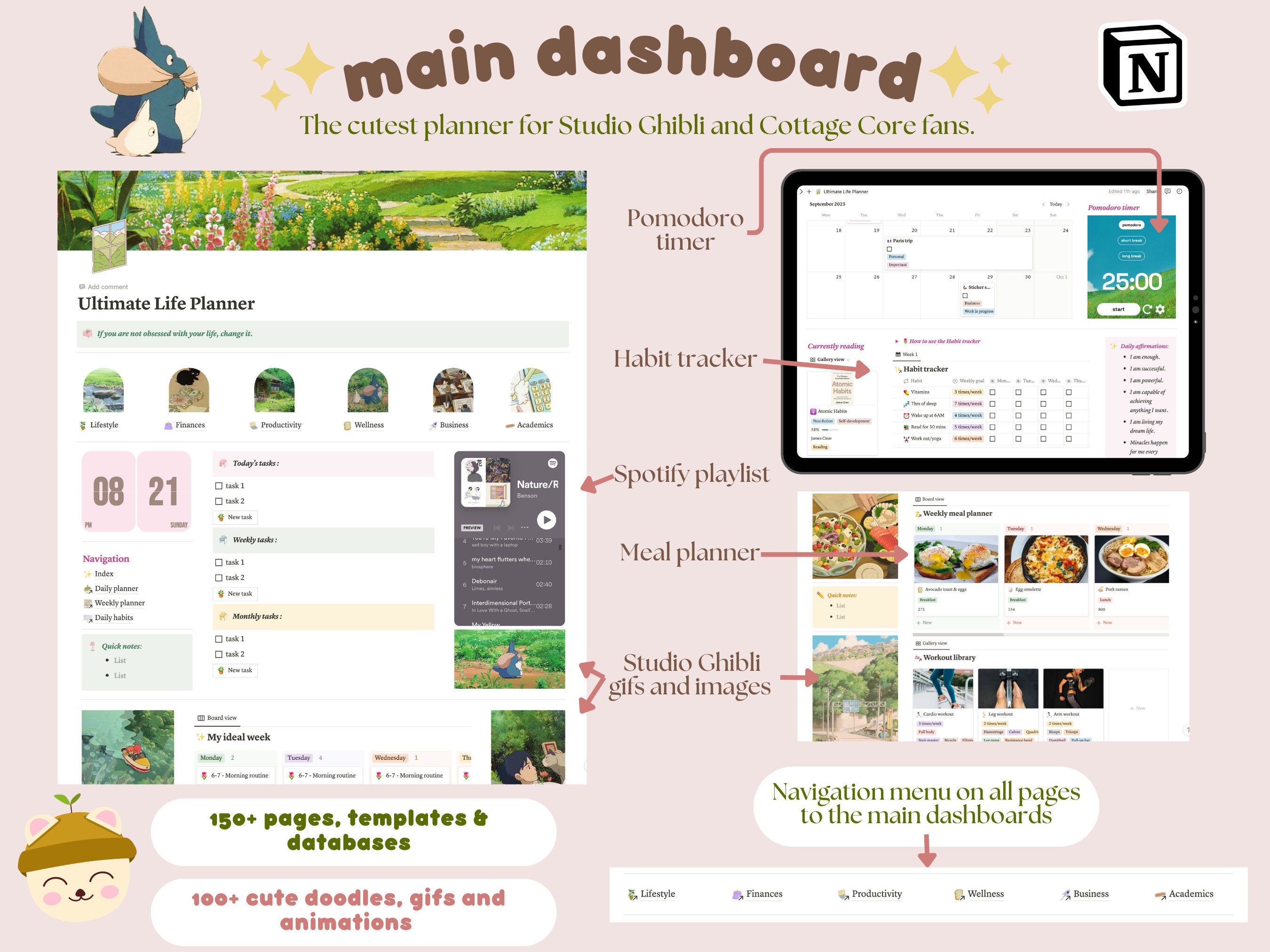 All in One Notion Template Aesthetic Ultimate Life Planner Cute Notion ...