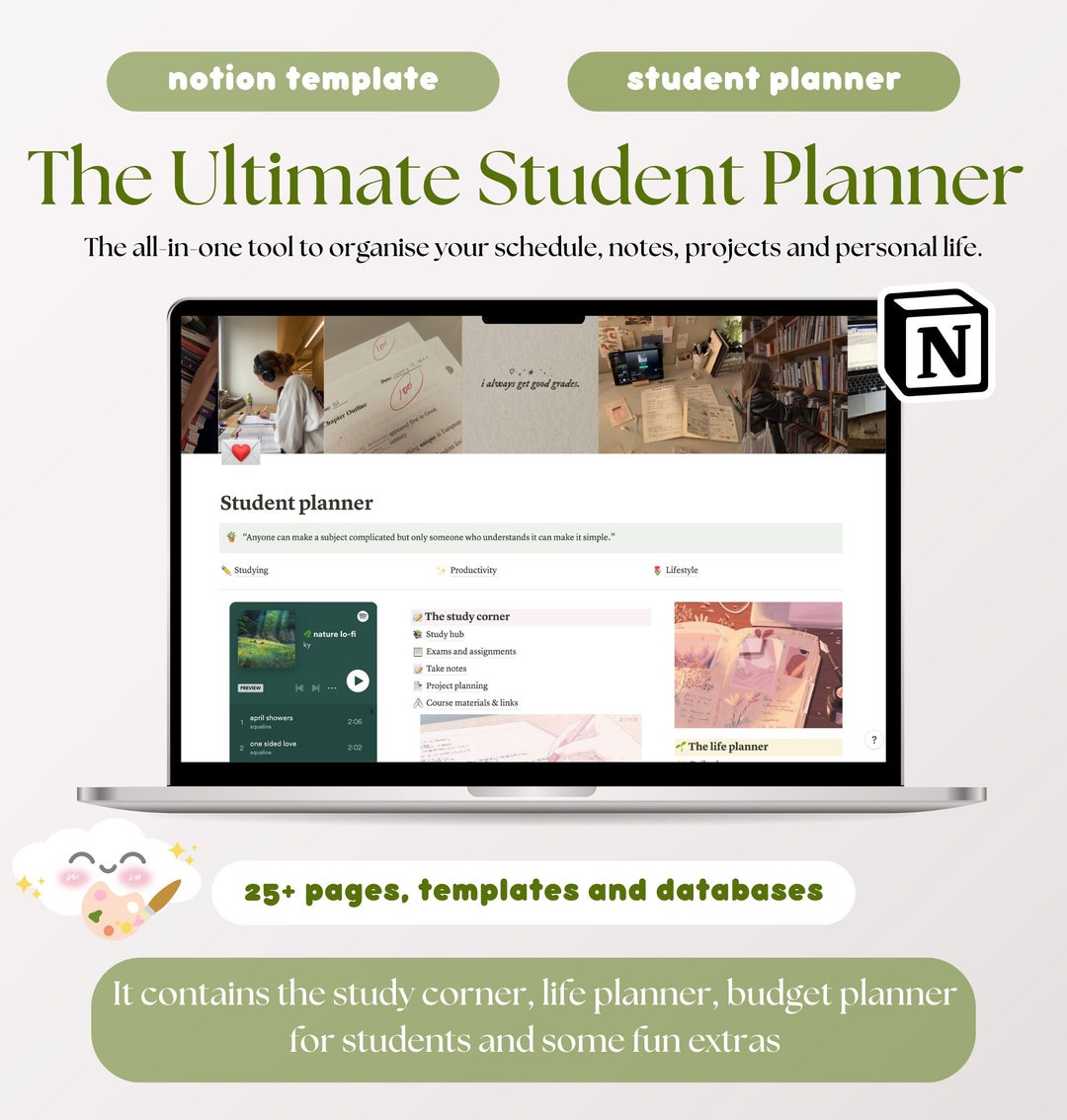 Student Notion Planner | Academic Planner | School Notion Planner ...
