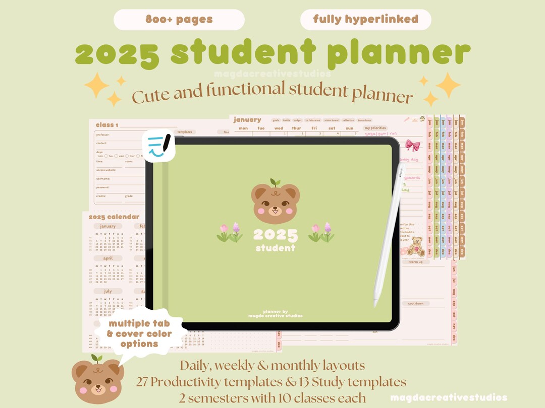 2025 Digital Student Planner | Academic Planner | College Planner ...