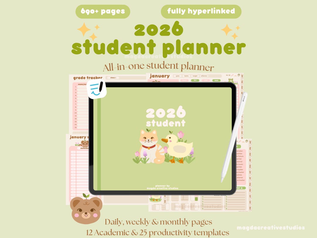 2026 Student Digital Planner Cottagecore | Goodnotes Landscape iPad ...