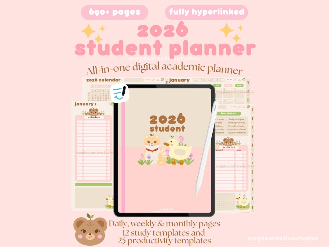 2026 Student Digital Planner Cottagecore | Goodnotes iPad Planner (PDF ...