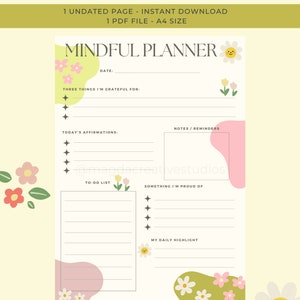 Mindful Digital Daily Planner, Printable Daily Planner, Digital Planner ...