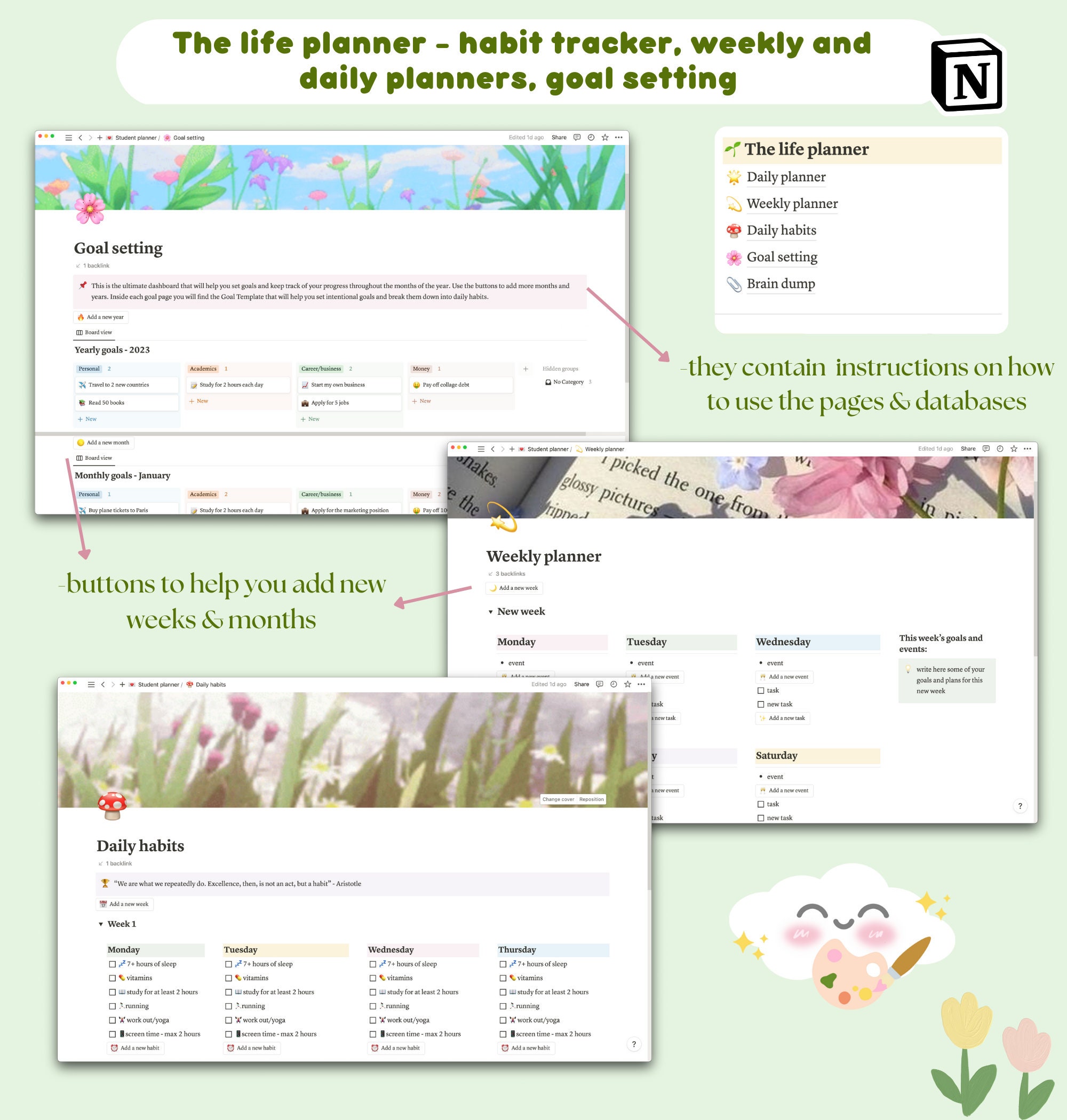 Student Notion Planner Academic Planner School Notion Planner ...