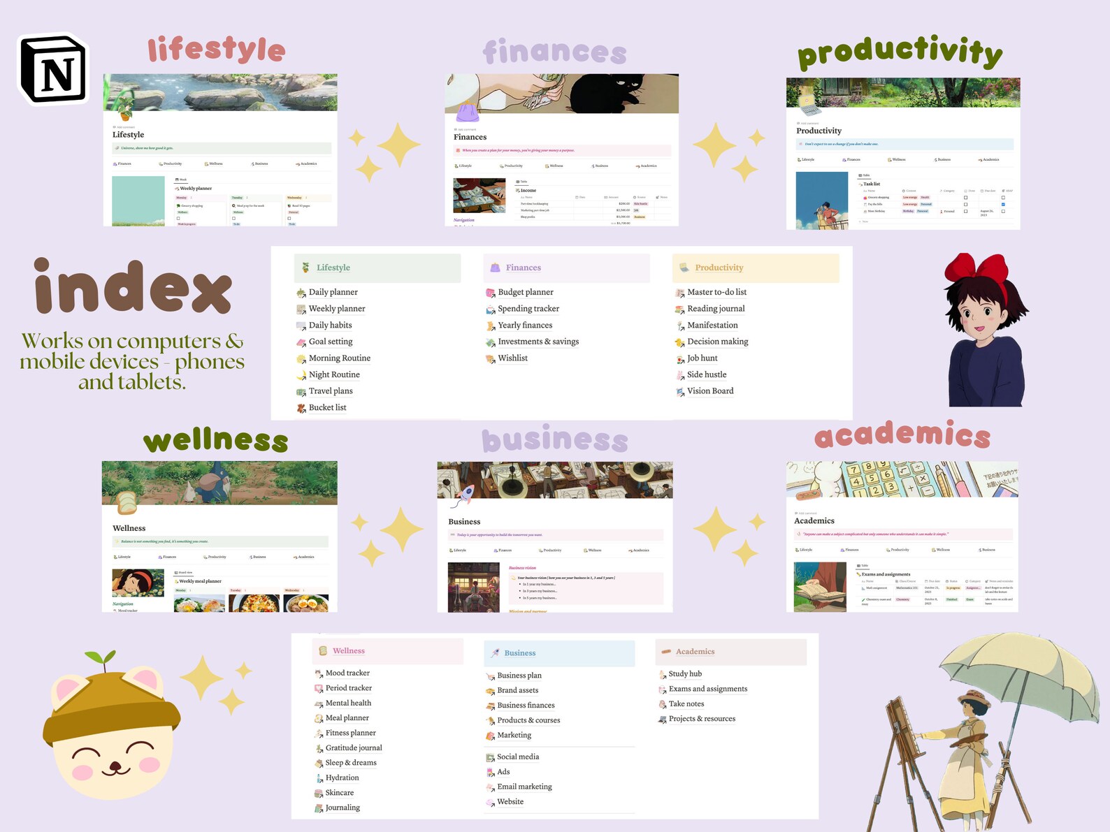 All in One Notion Template Aesthetic Ultimate Life Planner Cute Notion Extended Life Planner ...