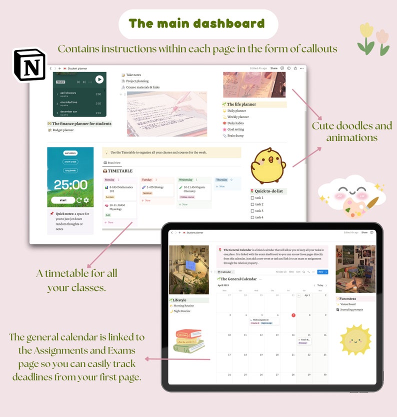 Student Notion Planner Academic Planner School Notion Planner ...