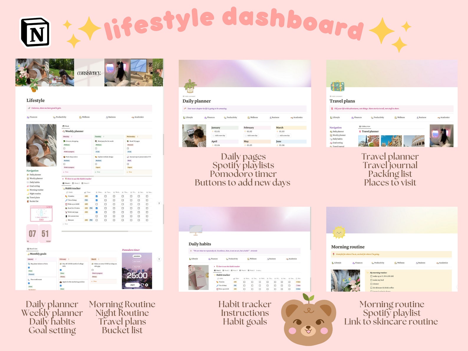 That Girl All in One Notion Template | Aesthetic Ultimate Life Planner ...