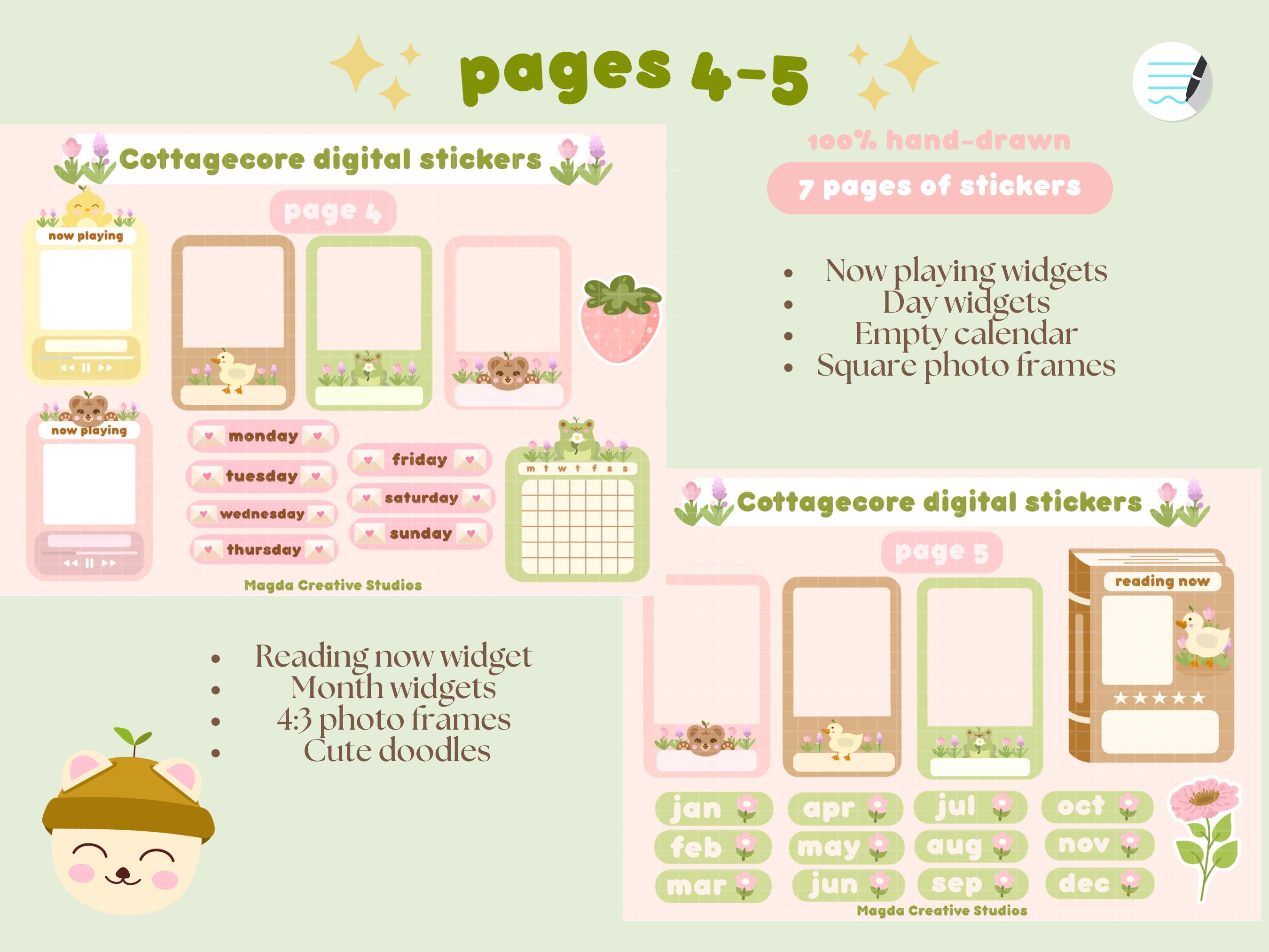 Cottagecore Digital Planner Stickers Goodnotes Planner Stickers Pre ...