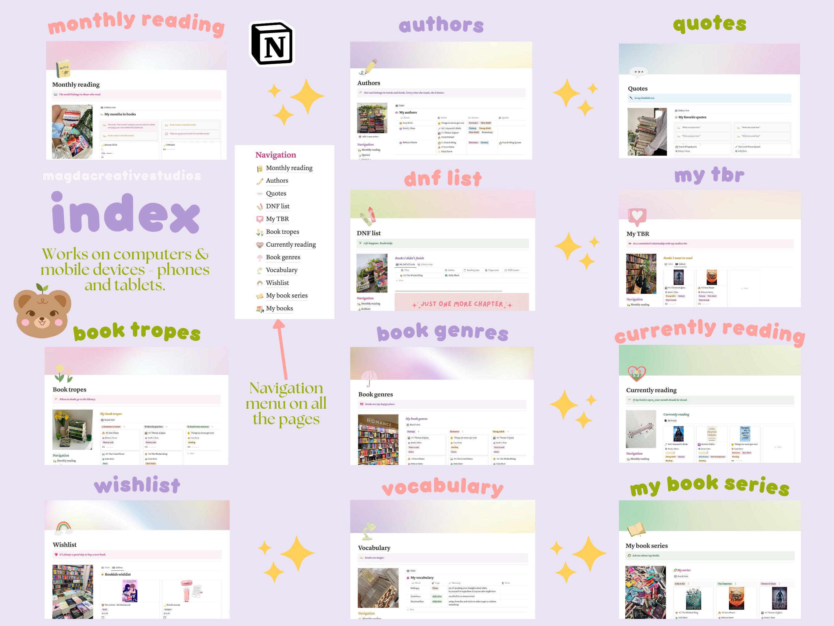 Notion Reading Journal | Book Tracker | Reading Notion Template ...