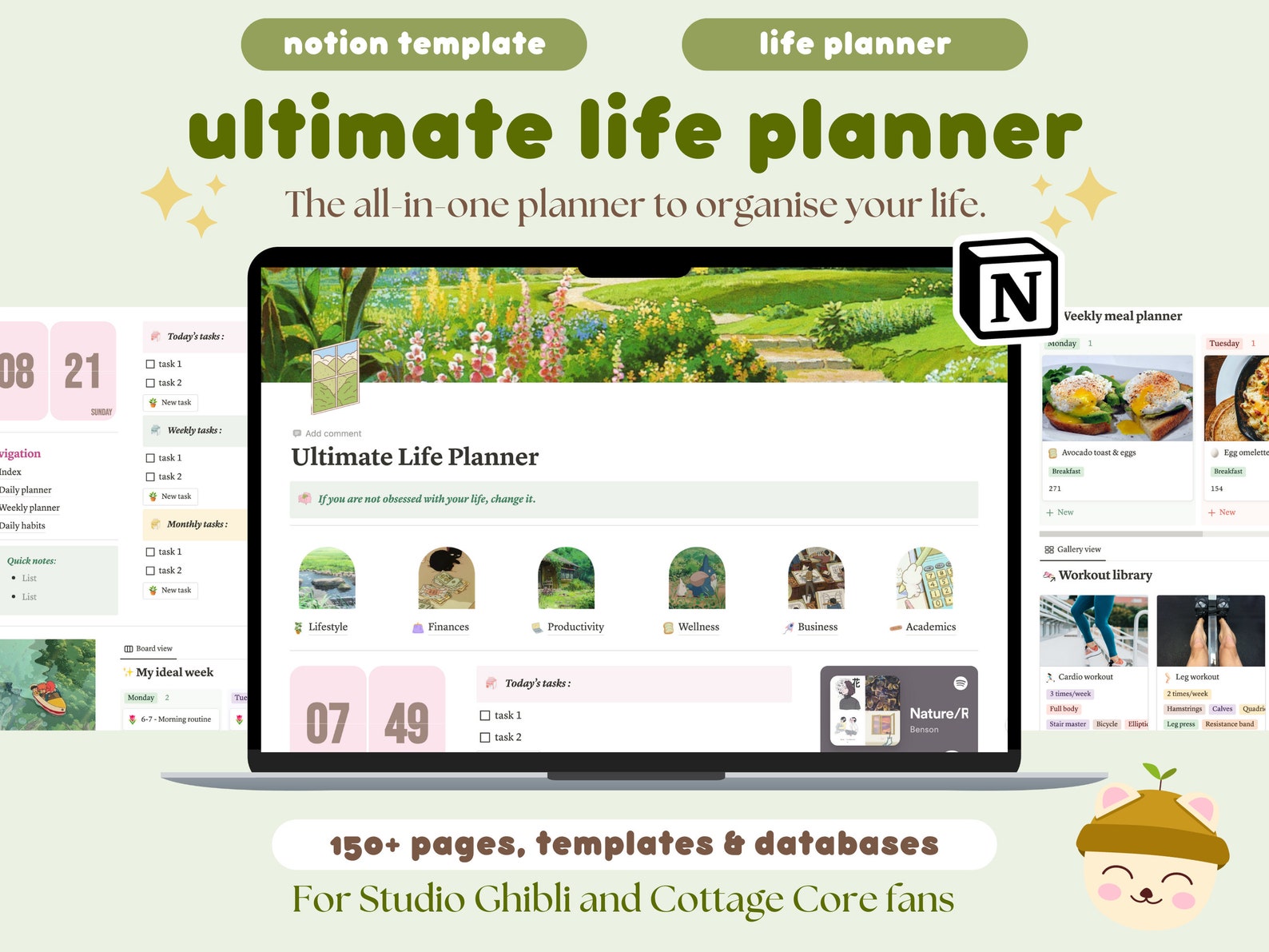 All in One Notion Template Aesthetic Ultimate Life Planner Cute Notion Extended Life Planner ...