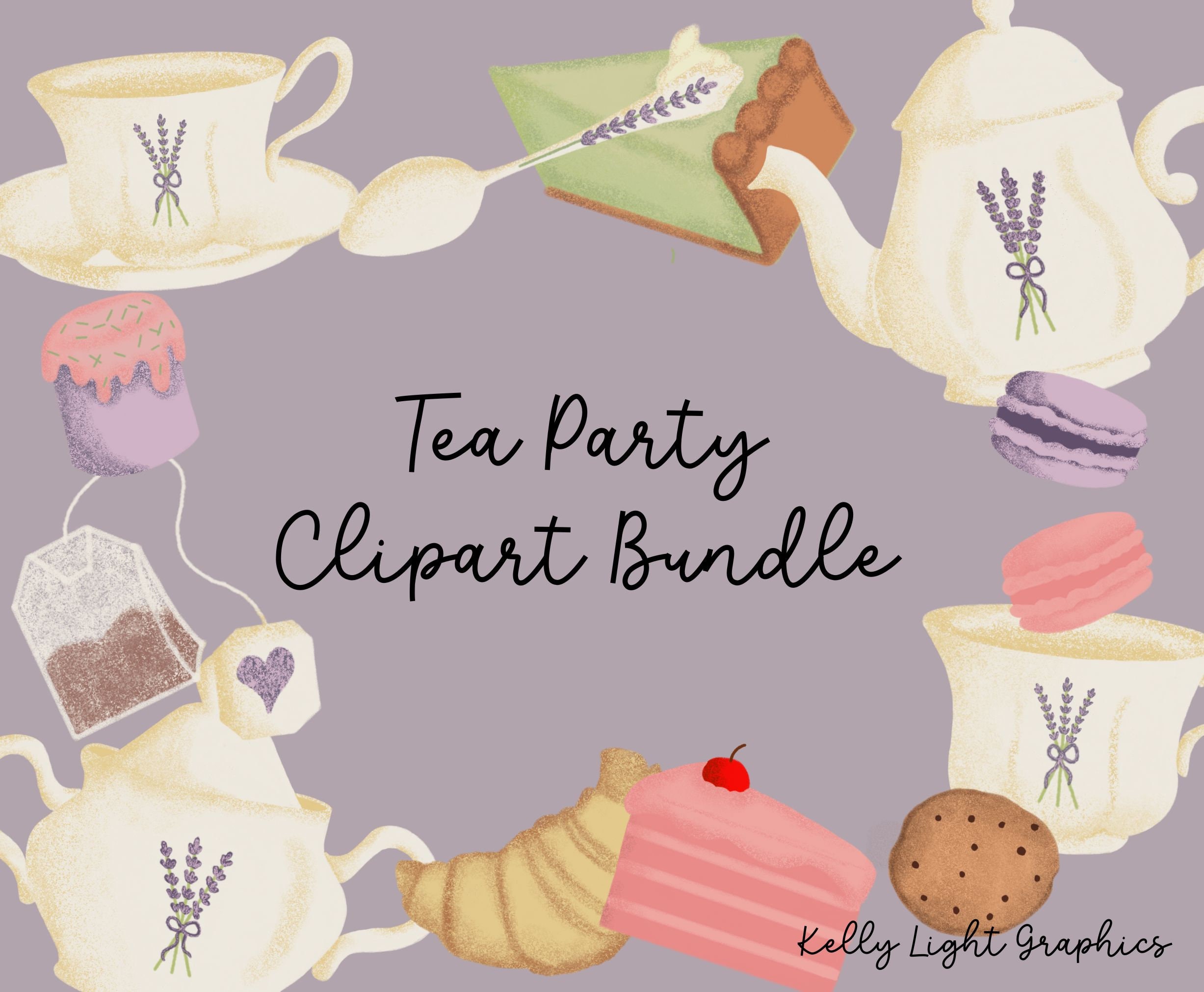 Tea Party Clipart PNG and SVG Bundle, Tea Time Clipart Graphics, Tea ...