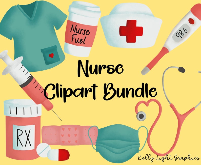 Nursing Clipart SVG and PNG Bundles, Nurse Graphics, Nursing School ...