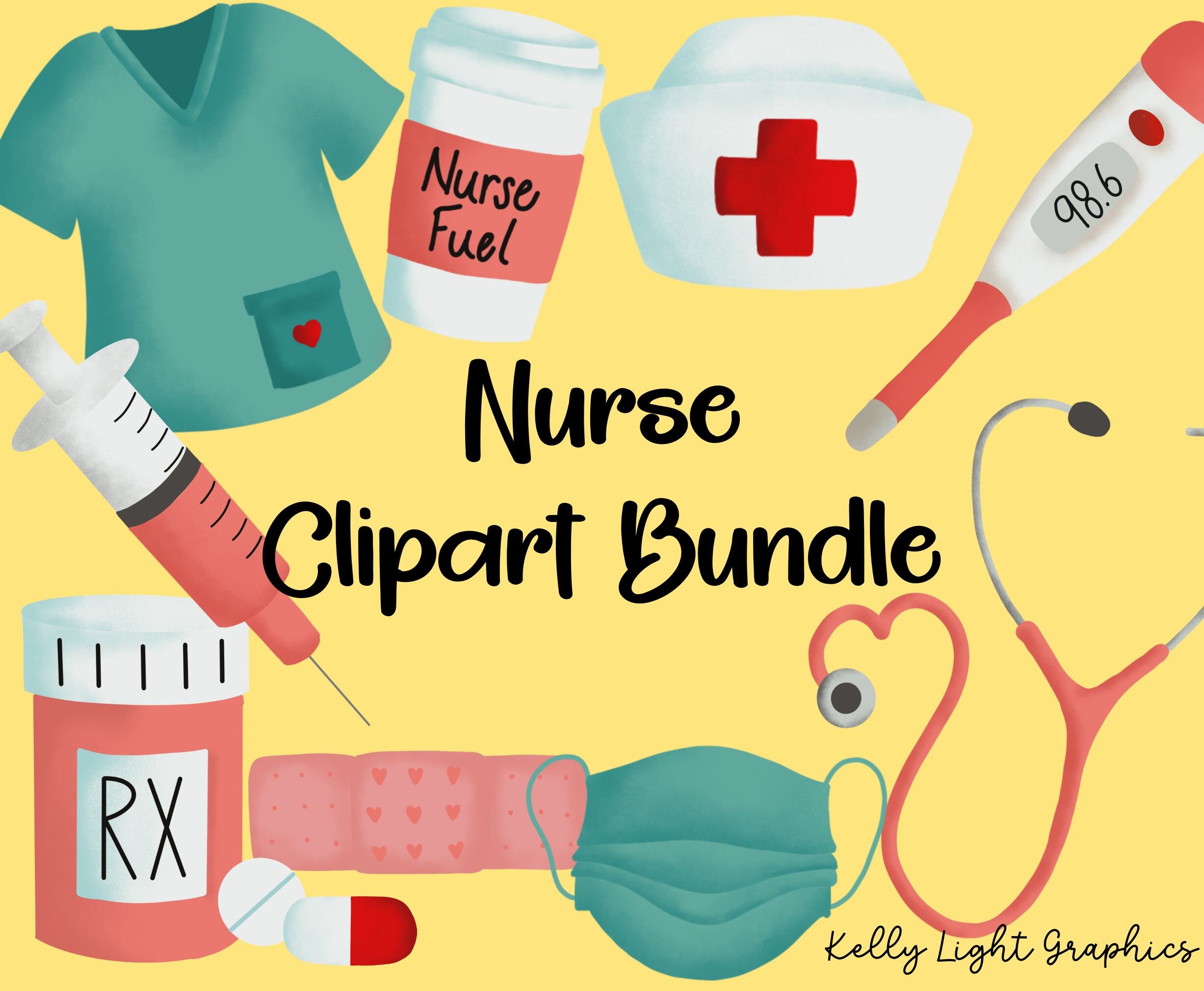 Nursing Clipart SVG and PNG Bundles, Nurse Graphics, Nursing School ...