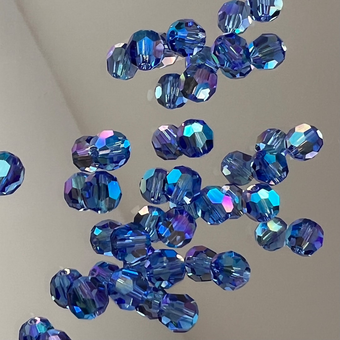 Swarovski Crystal Beads - Choice of 4 or 6mm Blue/purple Crystal Round ...