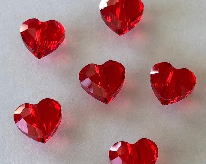 Swarovski Crystal Beads - 8mm Red Heart Crystal Beads - Lt. Siam Love ...