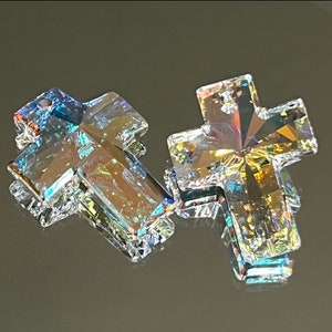 Swarovski Crystals - Crystal Cross Pendant - Crystal AB - 40mm Faceted ...