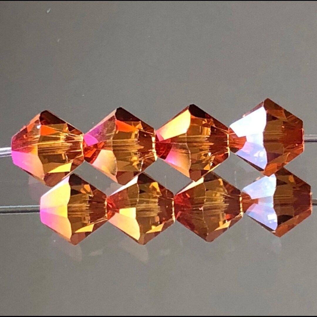 Swarovski Crystal Beads - Crystal Bicone Beads - 6mm Pink/orange Beads ...