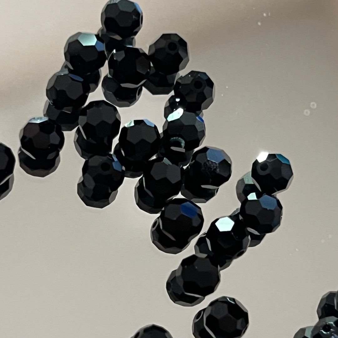 Swarovski Crystal Beads - 3mm, 4mm or 6mm Round Crystal Beads - Jet - Shiny Black Beads - Pkgs ...
