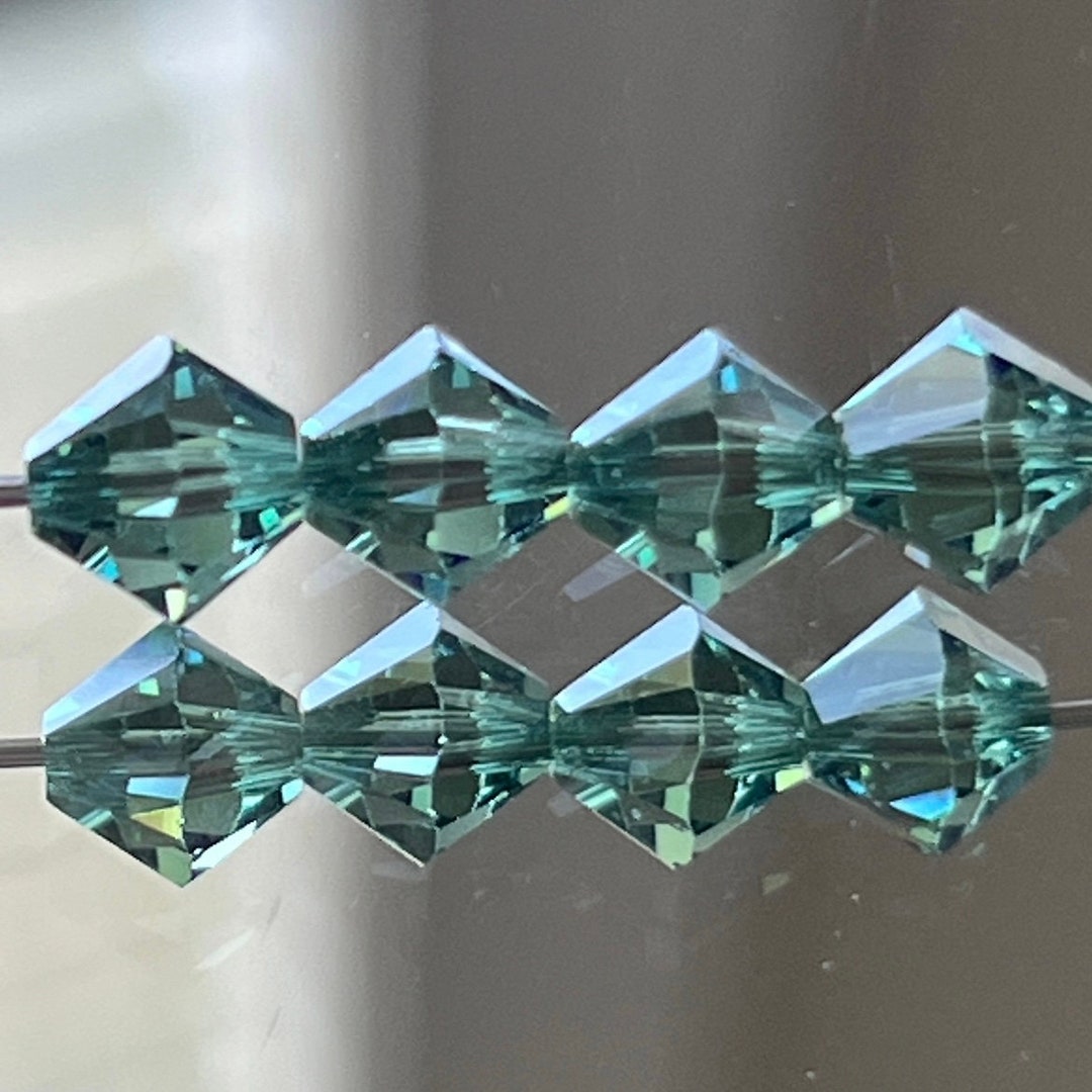 Swarovski Crystal Beads - Choice of 4mm & 6mm Green Crystal Bicone ...