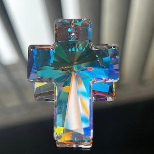 Swarovski Crystals - Crystal Cross Pendant - Crystal AB - 40mm Faceted ...