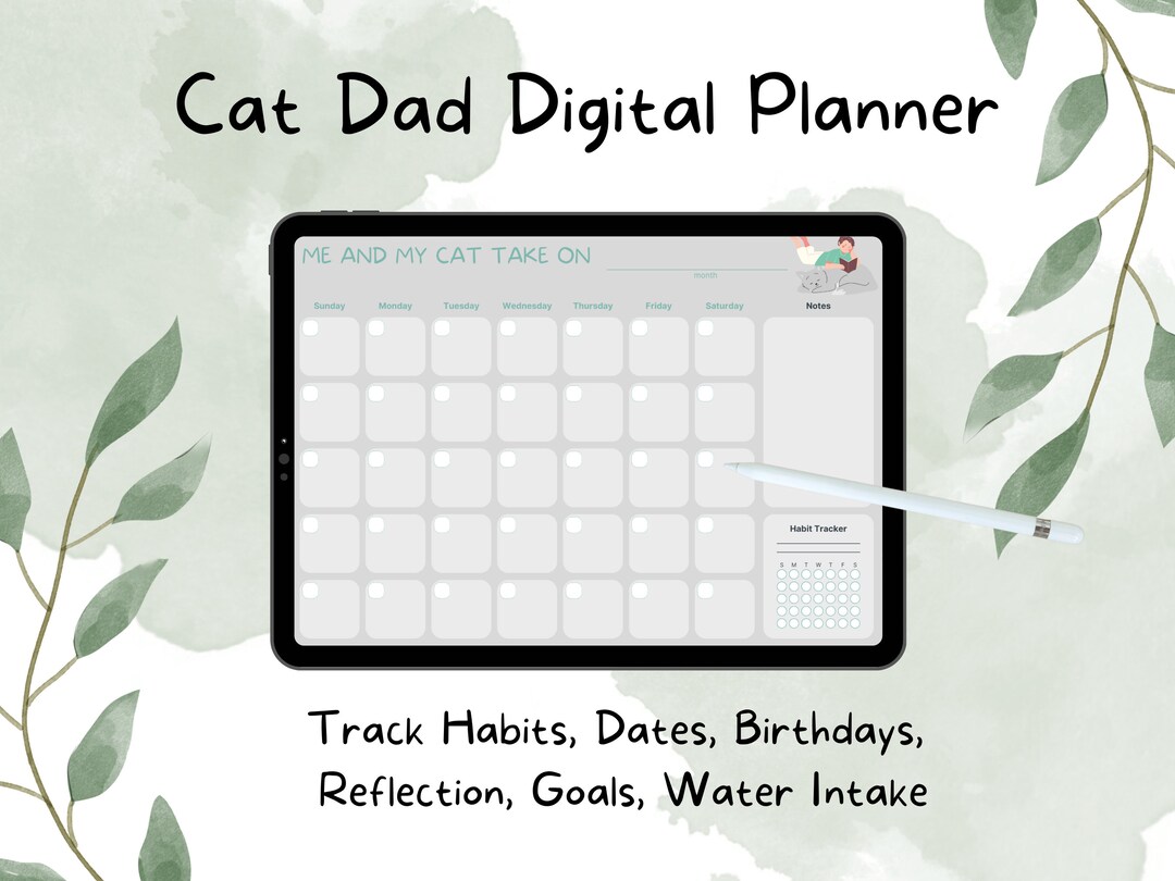 Cat Dad Digital Planner, 2023 Planner, ADHD Planner, iPad Planner ...