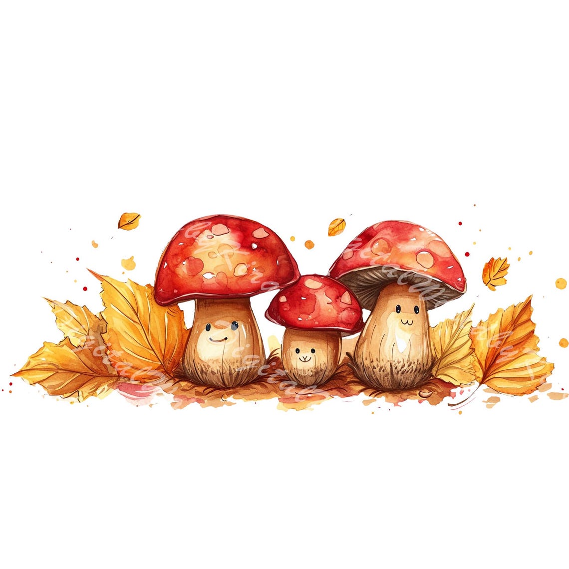 Mushroom PNG Clipart, Cute Fall Illustration PNG Art, Watercolor ...
