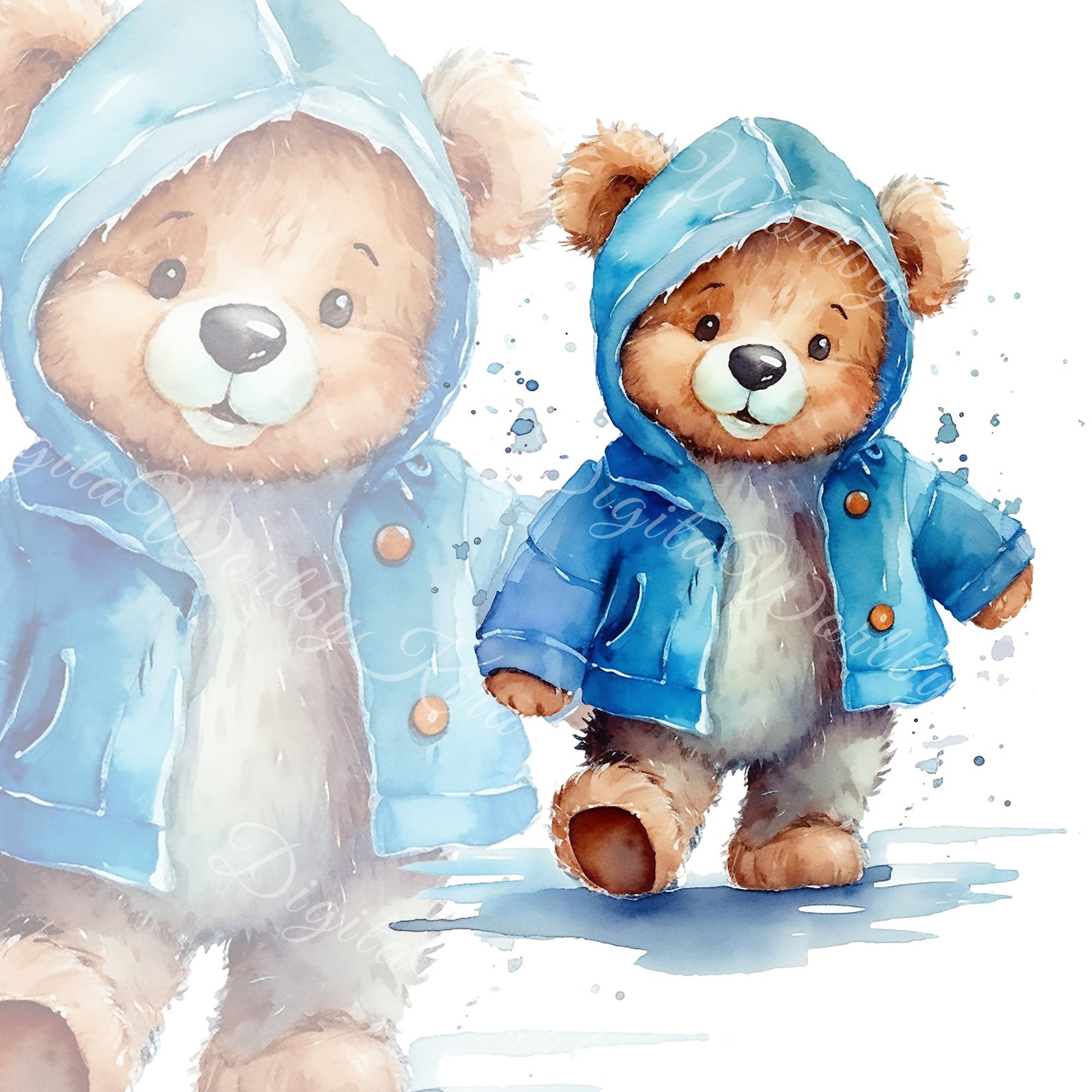 Boho Teddy Bear, Watercolor Bear, Nursery Teddy Bear, Boho Teddy Bear ...