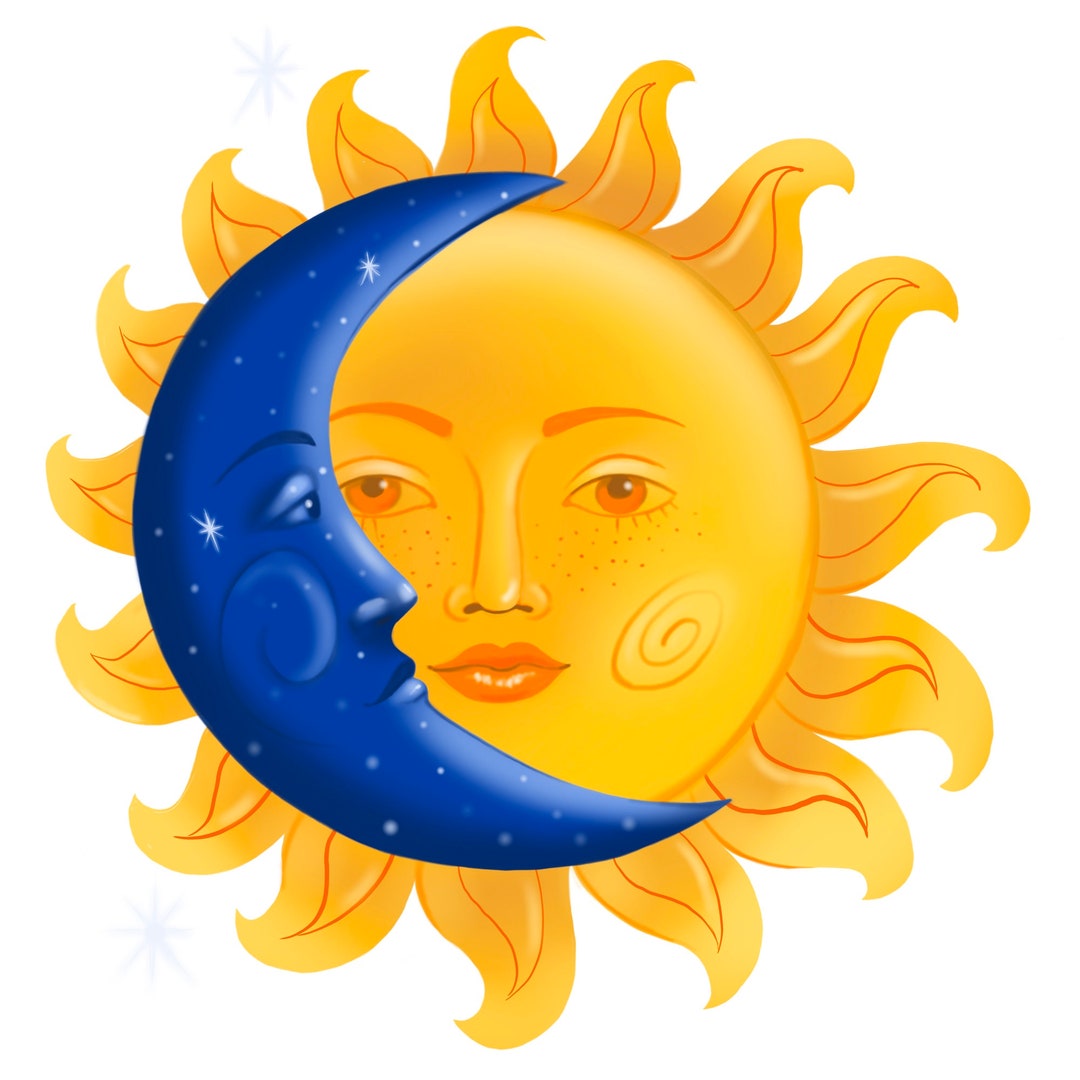 Sun and Moon Art, Digital Download, Png Art, Digital Art, Art ...