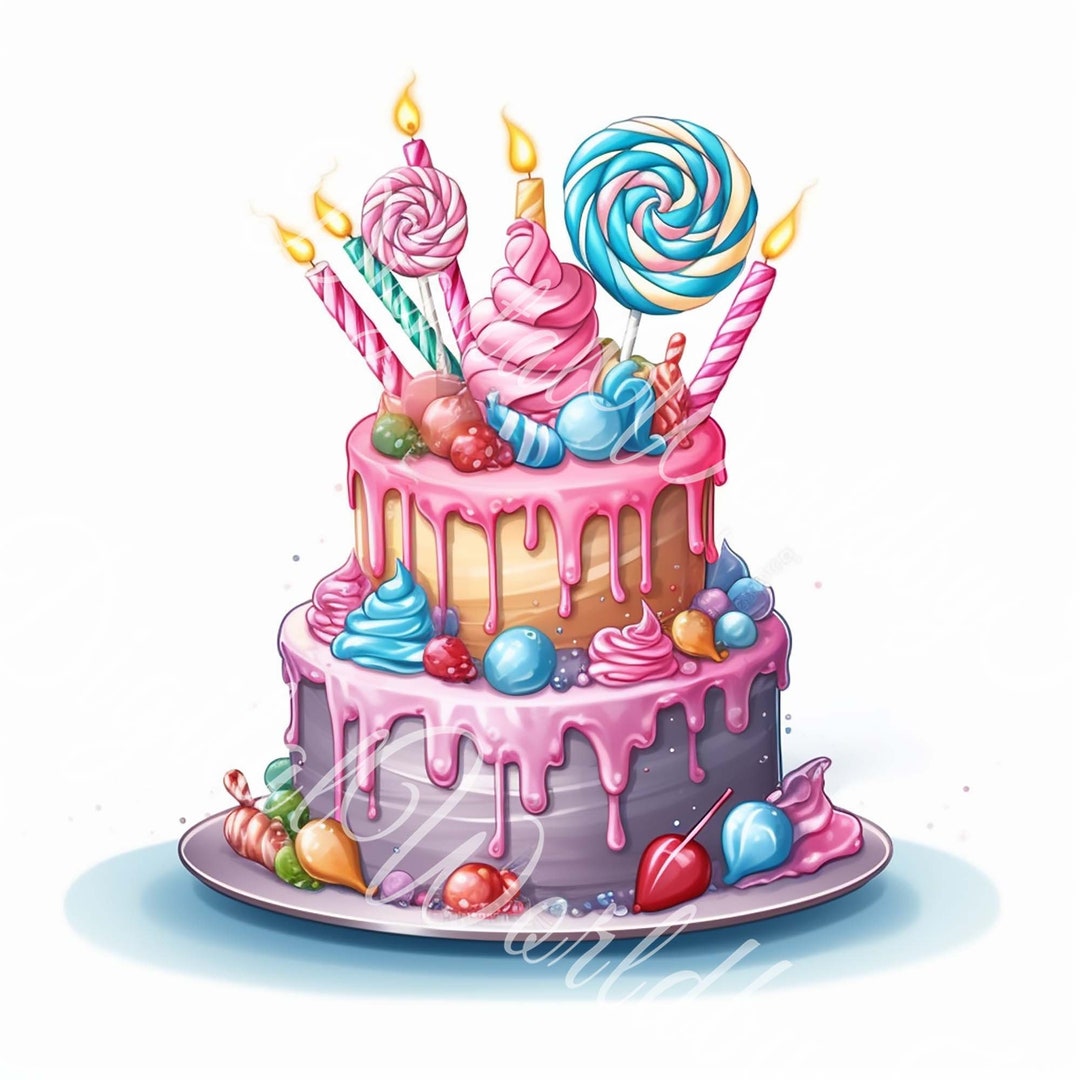 Digital Art, Watercolor Cake, Cake Illustration, Printable Art, Kitchen ...