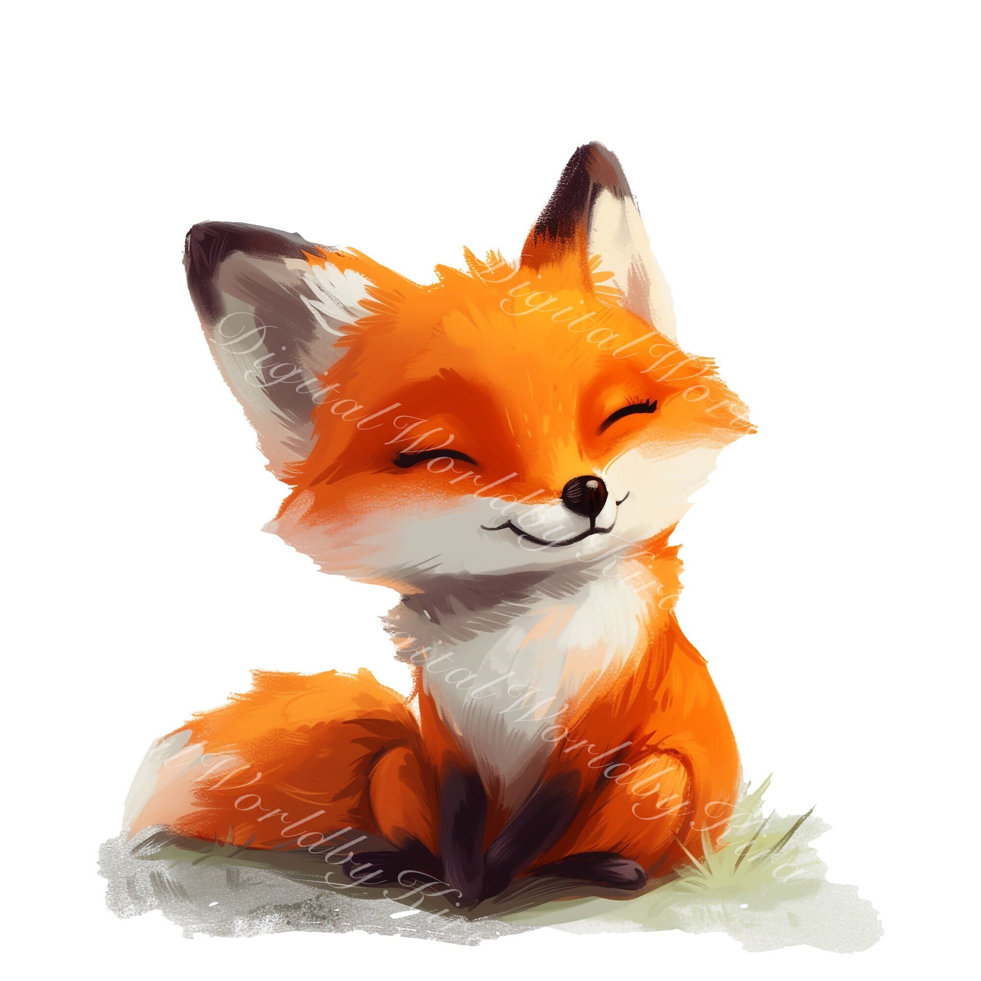 Cute Fox Clip Art - Printable PNG, Nursery Decoration, Baby Shower Art ...