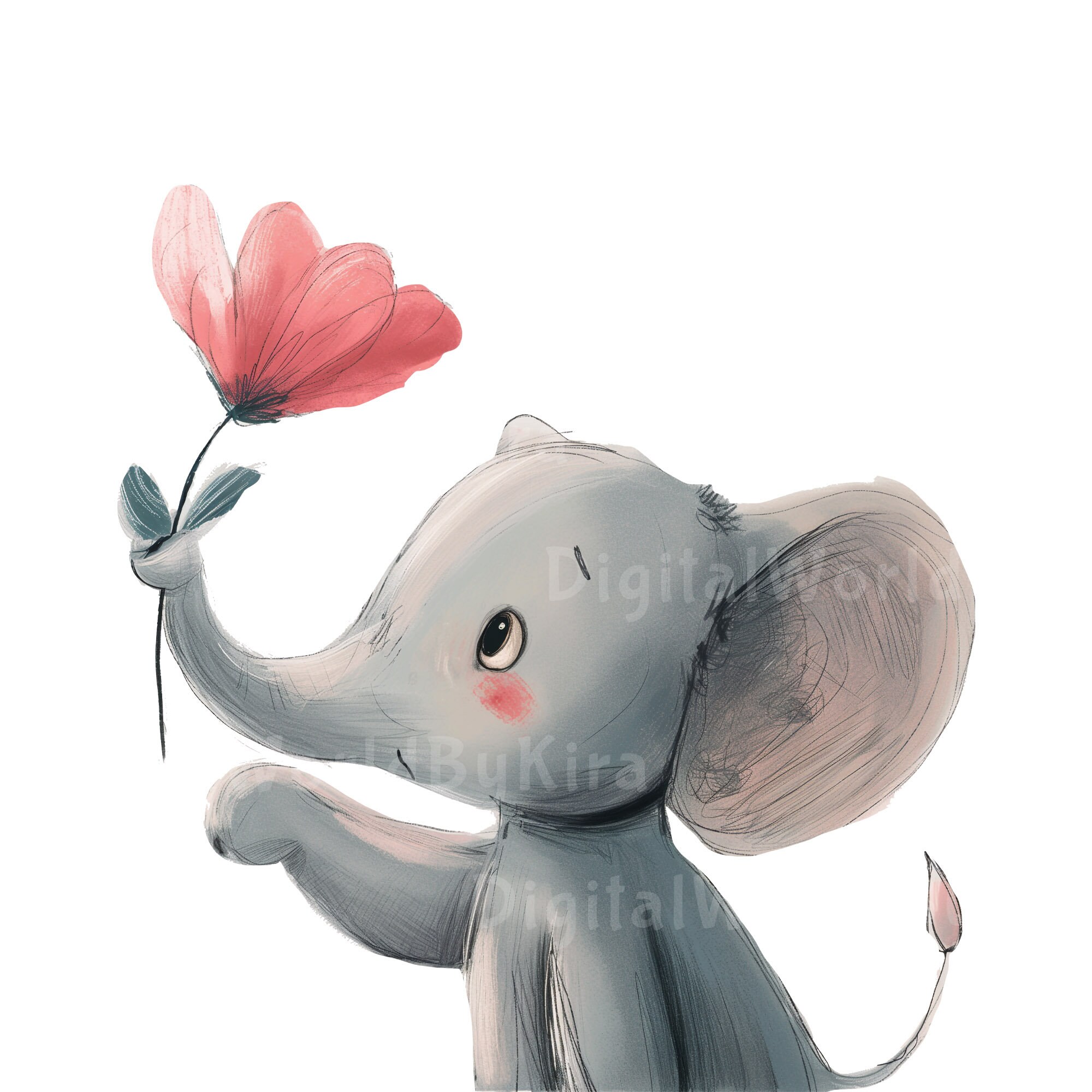 Cute Elephant Png Clipart Baby Shower Digital Illustration, Birthday ...