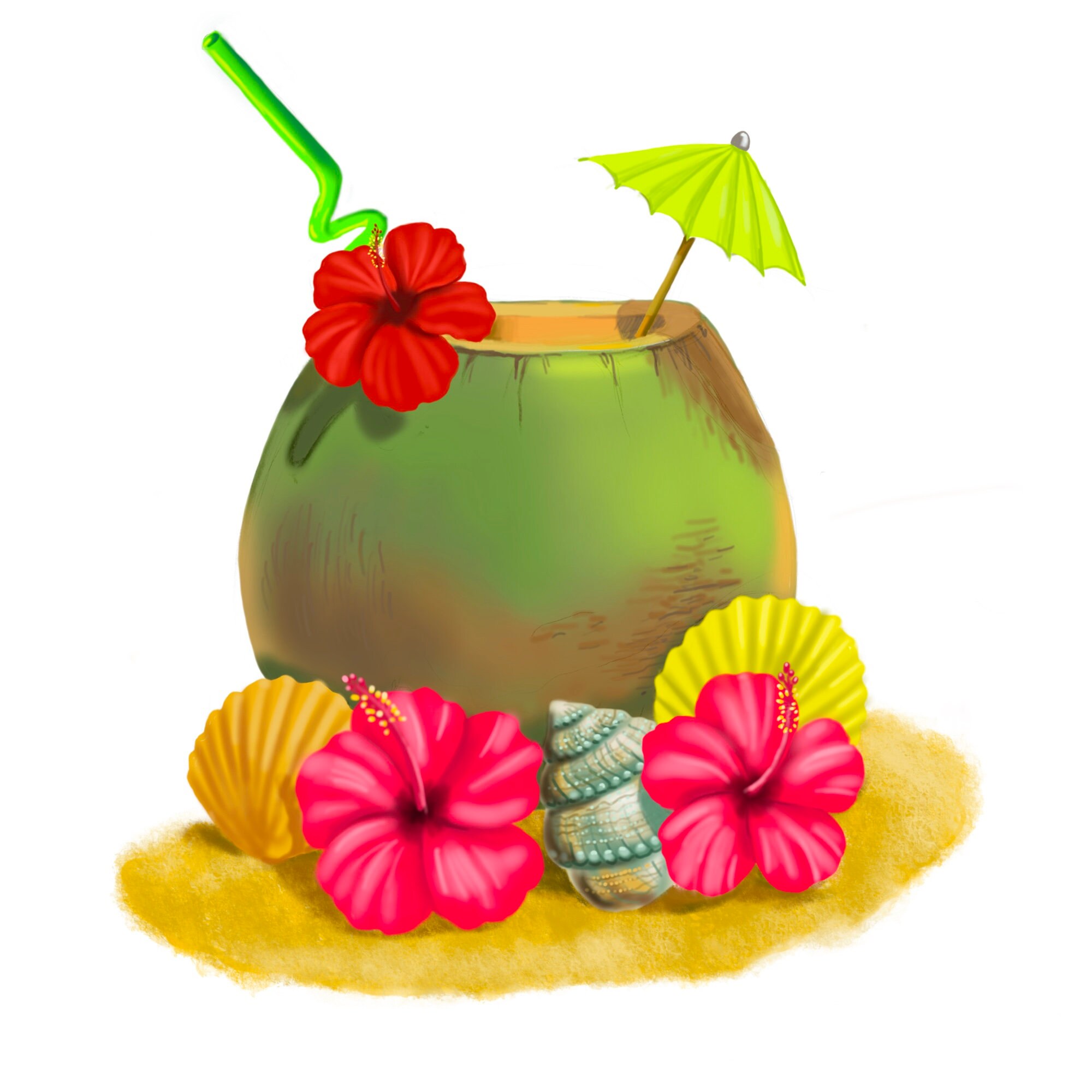 Coconut Yellow Summer Cocktail, Drink Png, Digital Download, Instant ...