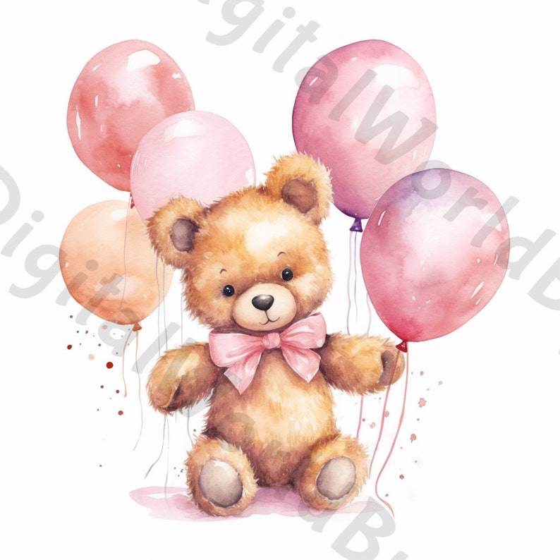 Birthday Clipart, Nursery Art, Teddy Bear, Clip Art, Digital Download ...