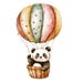 Baby Panda and Hot Air Balloon Png Clipart - Watercolor Art, Panda ...
