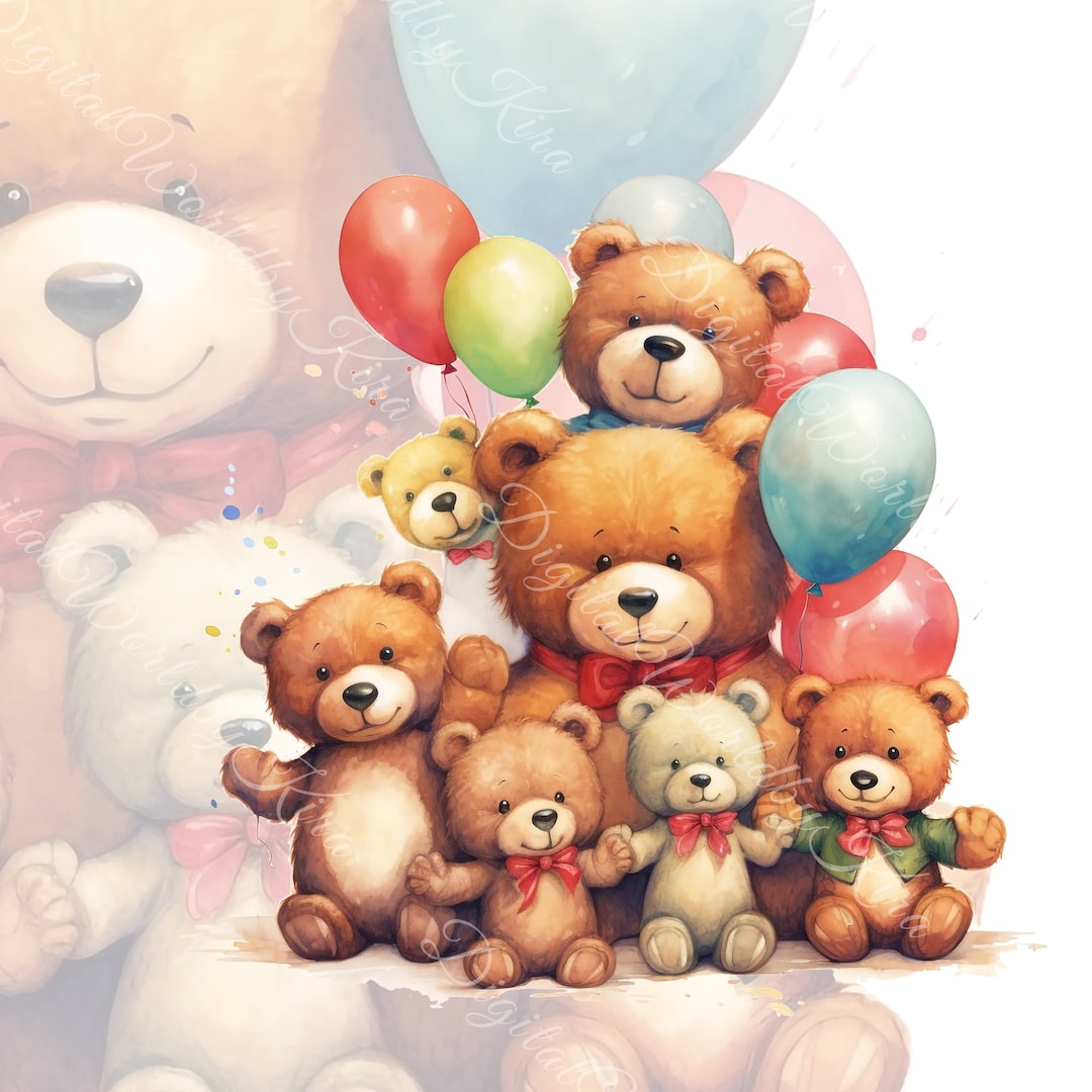 Vintage Teddy Bear, Cute Teddy Family, Bear Family, Baby Shower Clipart ...