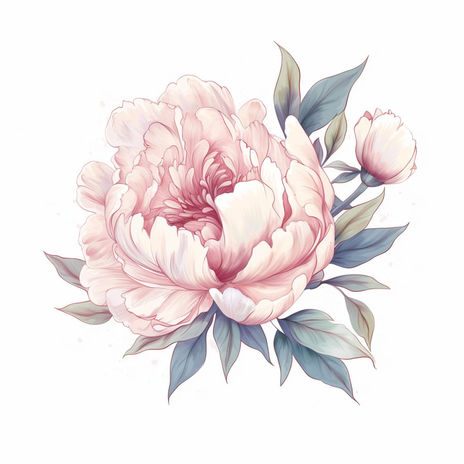 Pink Peony Watercolor Flowers Watercolor Clipart Watercolor - Etsy