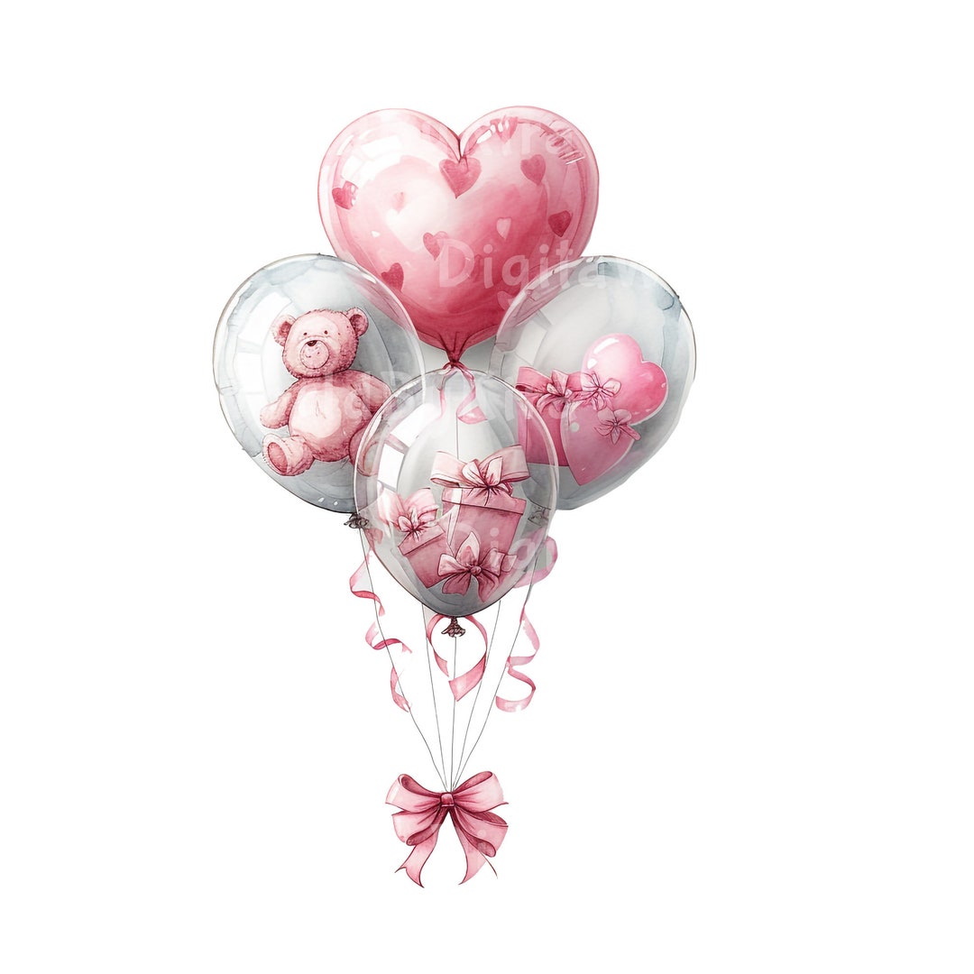 Pink Teddy Bear Balloon PNG, Pink Balloon Clip Art, Birthday Clipart ...