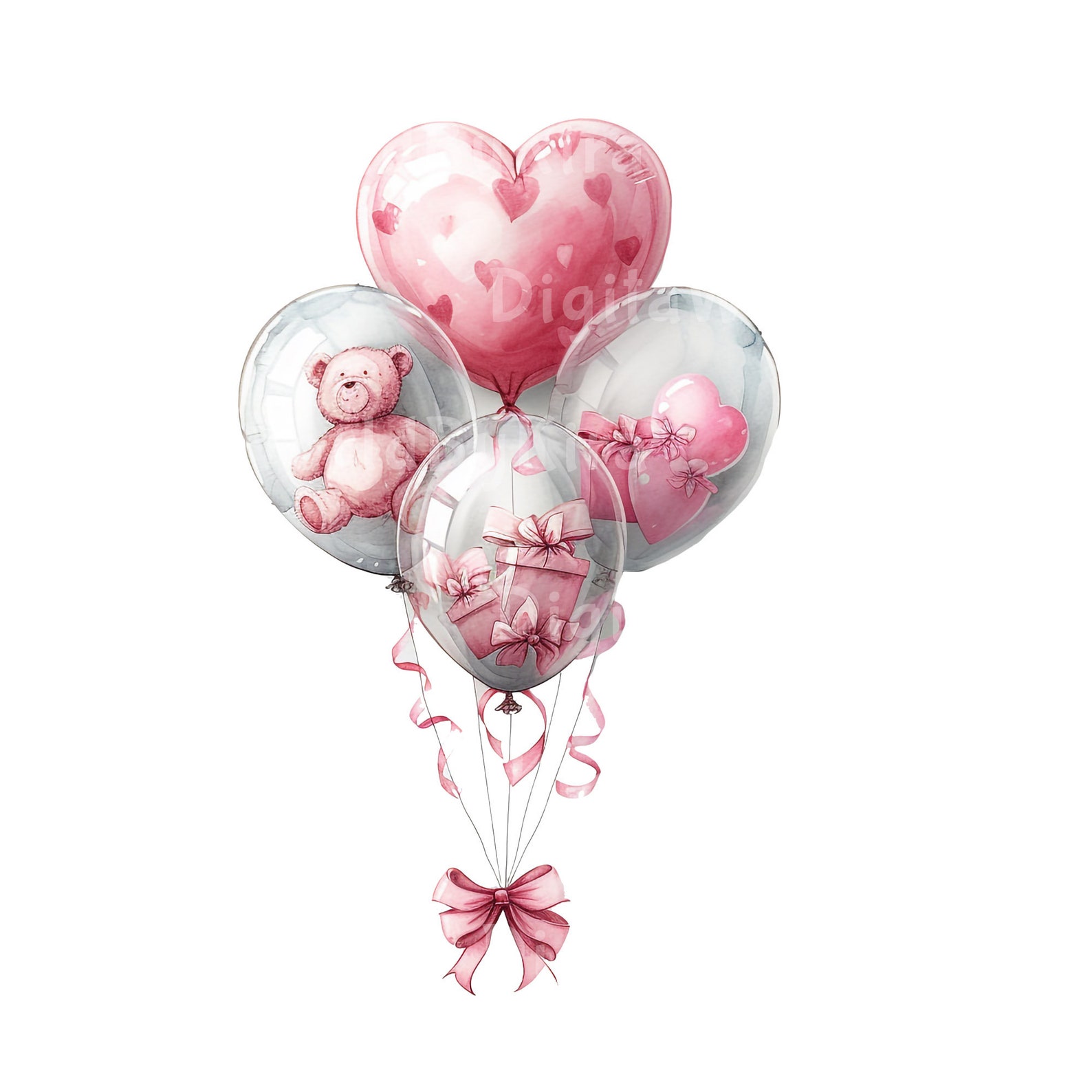 Pink Teddy Bear Balloon PNG, Pink Balloon Clip Art, Birthday Clipart ...