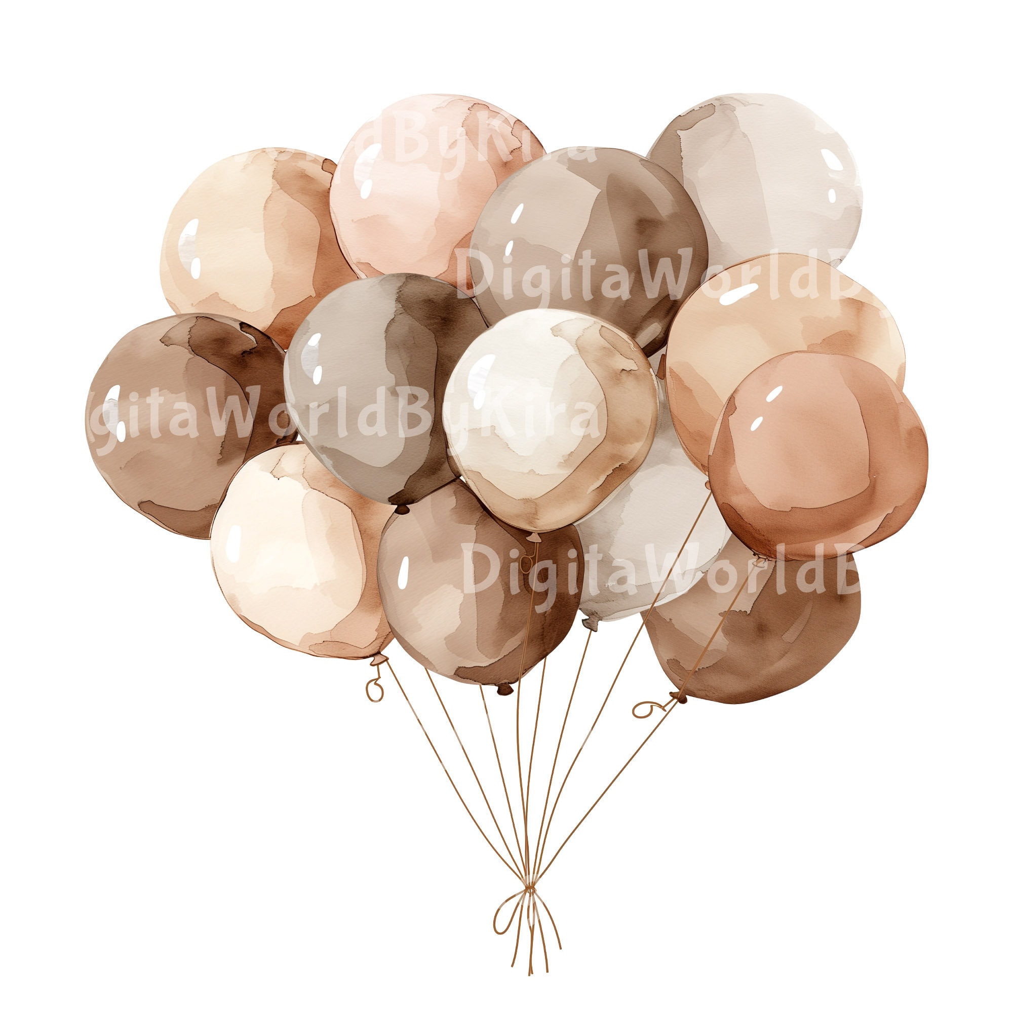 Beige Air Balloon Png Clipart - Baby Shower Digital Illustration, Cute ...