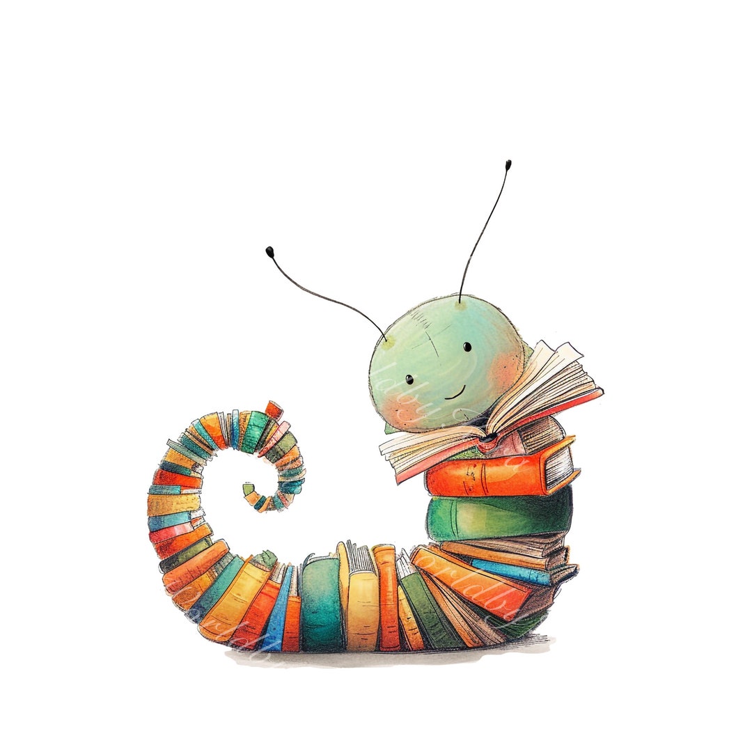 Book Caterpillar Clipart Png, School Book Clipart, Party Png Watercolor ...