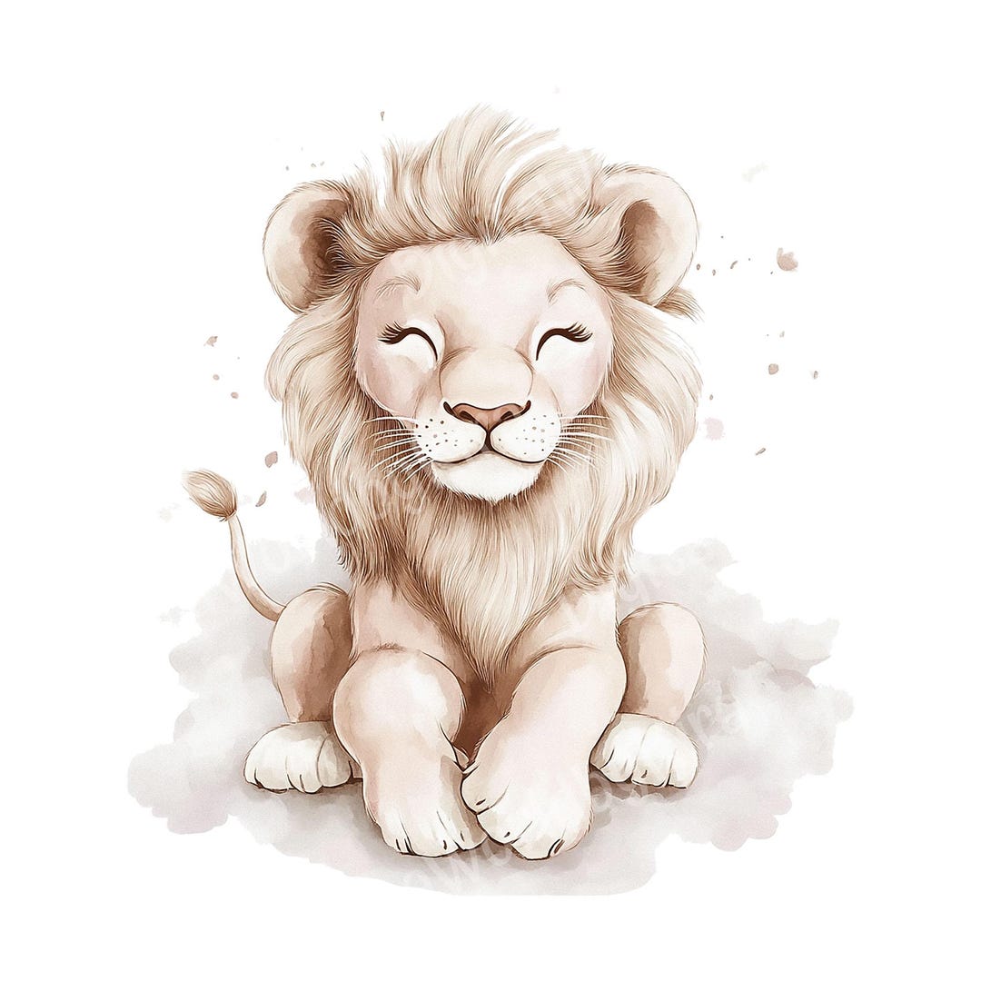 Watercolor Lion Clip Art Clipart, Baby Shower Neutral, Clipart for ...