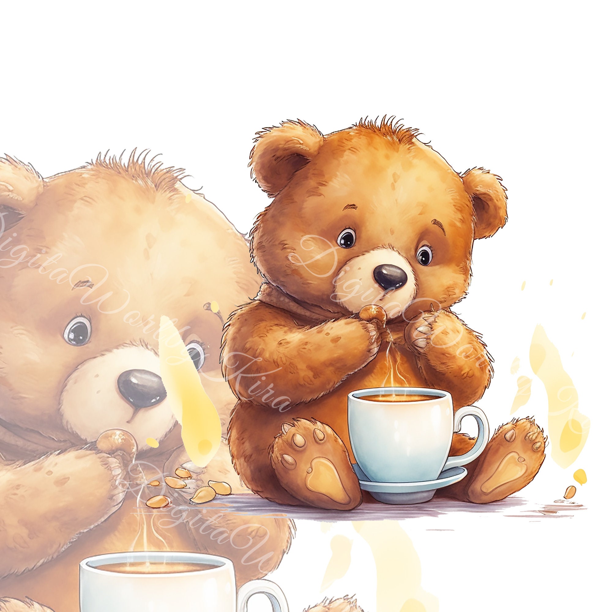 Seasonal Digital, Teddy Bear, Teddy Bear Png, Watercolor Painting ...