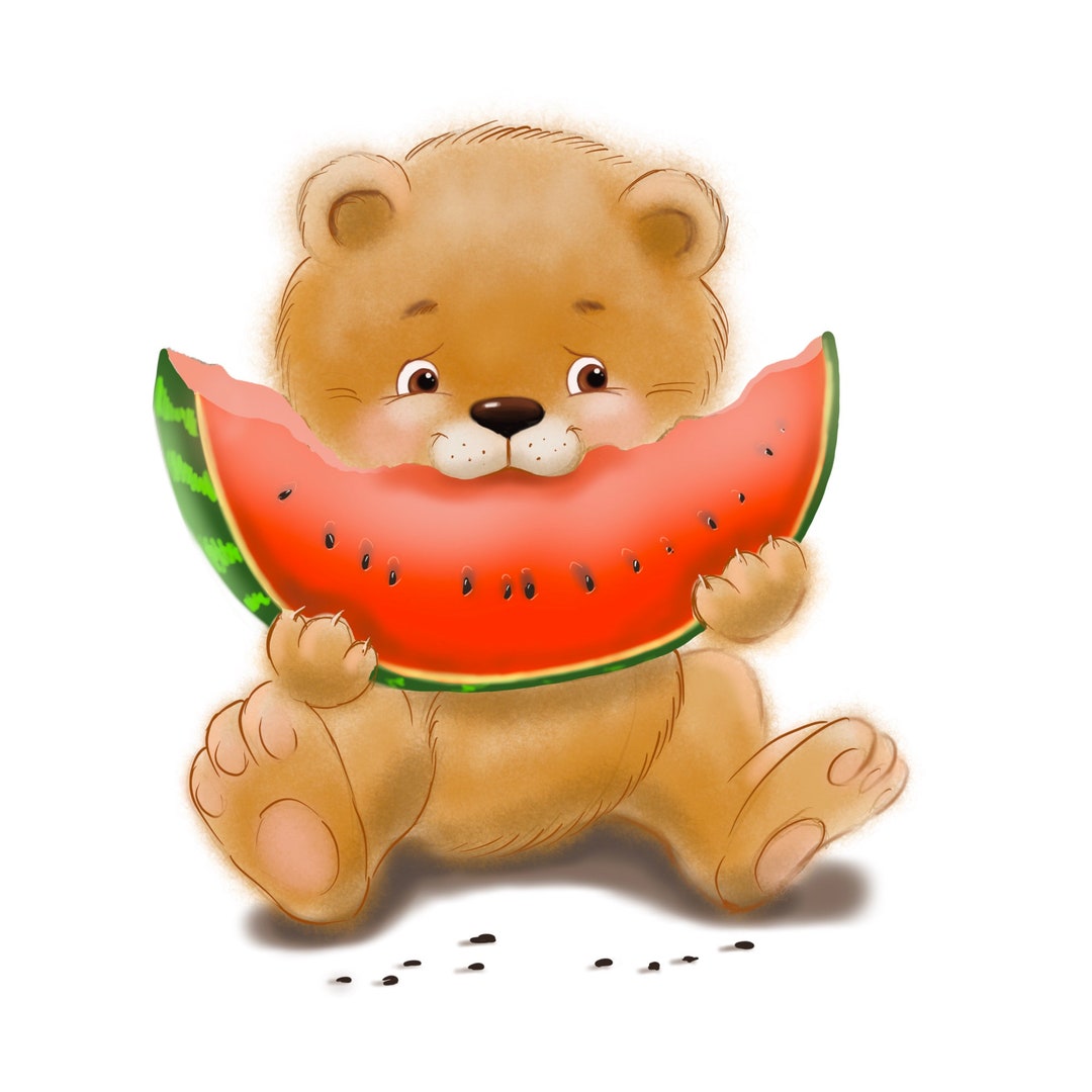 Teddy Bear With Watermelon Png, Png, Baby Shower Neutral, Baby Shower ...