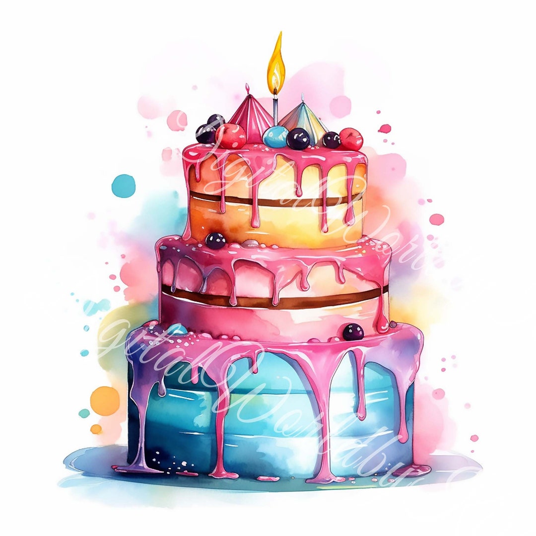 Digital Art, Watercolor Cake, Cake Painting, Png Clipart, Food Art ...