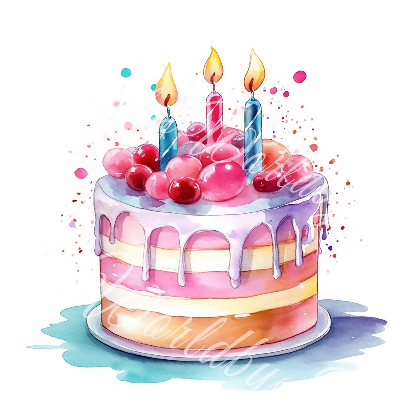 Cake Clipart Pink Cake Clipart Birthday Clipart Pink Cake Art Watercolor Cake Watercolor