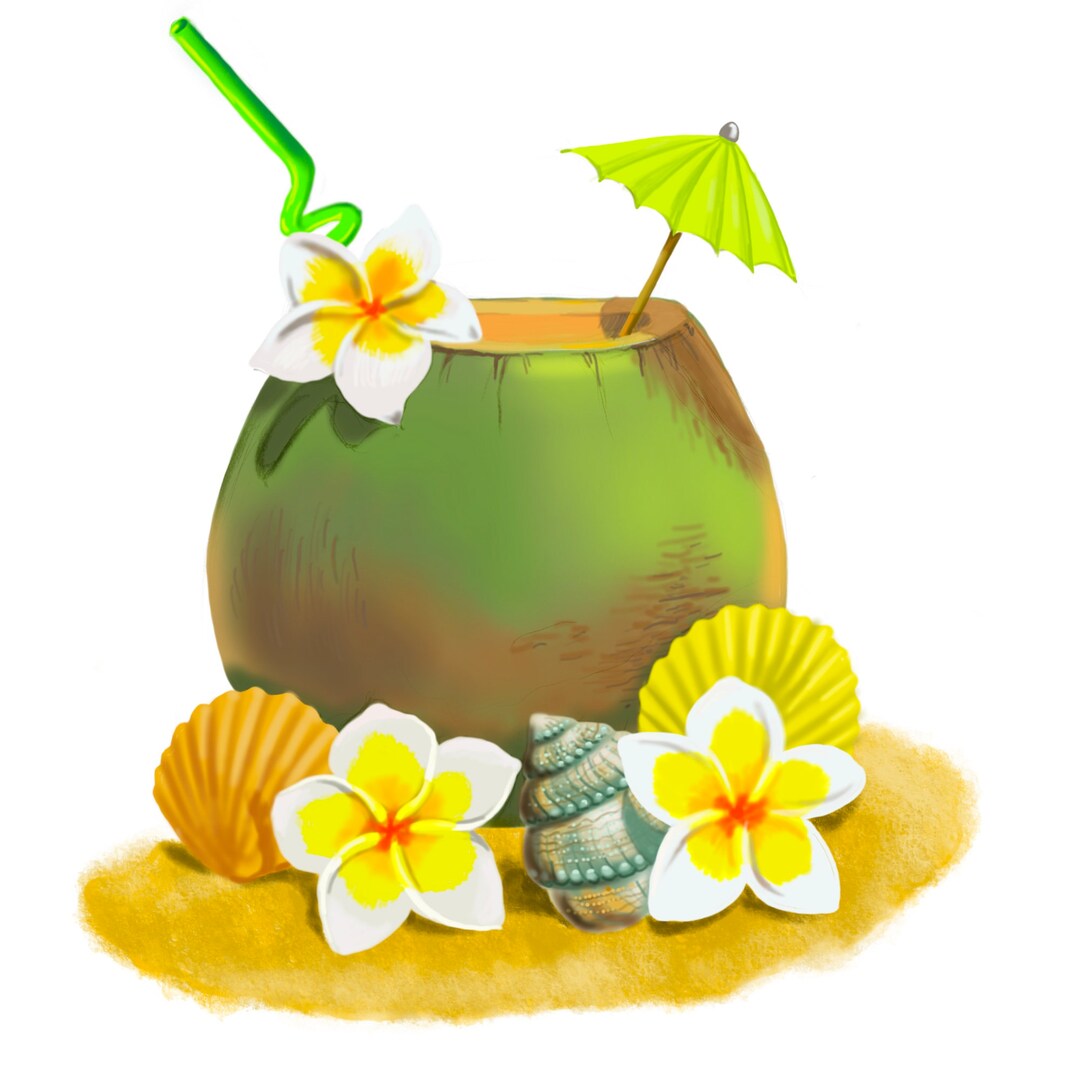 Coconut Yellow Summer Cocktail, Drink Png, Digital Download, Instant ...